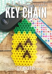 Perler Bead Pineapple Keychain - Craft Create Cook