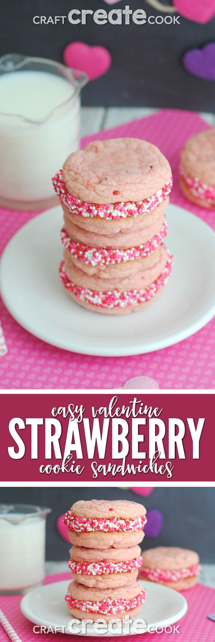 Strawberry Valentine Cookies - Craft Create Cook