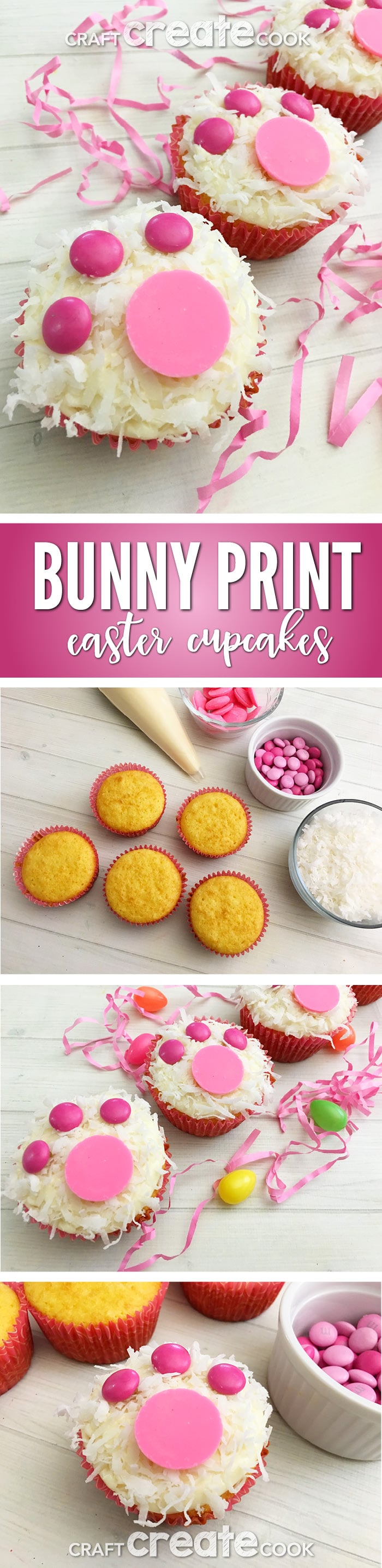 Bunny Print Easter Cupcakes - Craft Create Cook