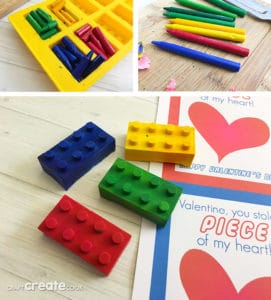 DIY Lego Crayons - Free Printable Lego Valentine Cards - Craft Create Cook