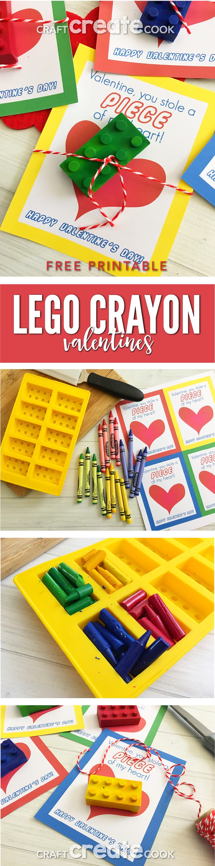 DIY Lego Crayons - Free Printable Lego Valentine Cards - Craft Create Cook