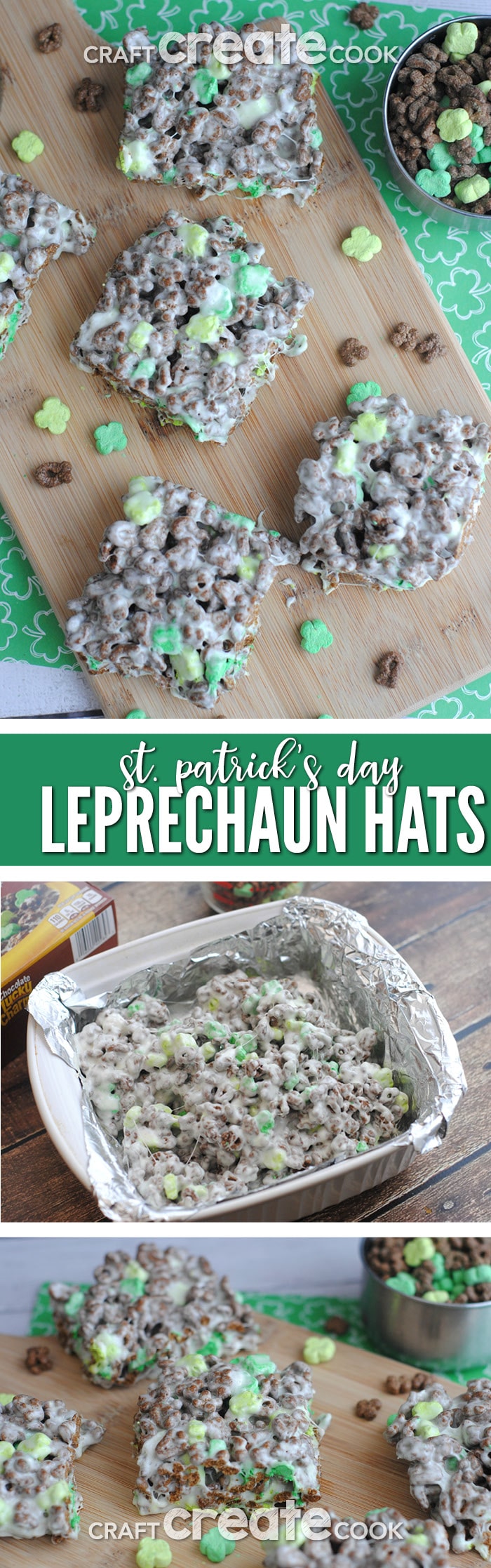 St. Patrick's Day Chocolate Lucky Charms Treats - Craft Create Cook