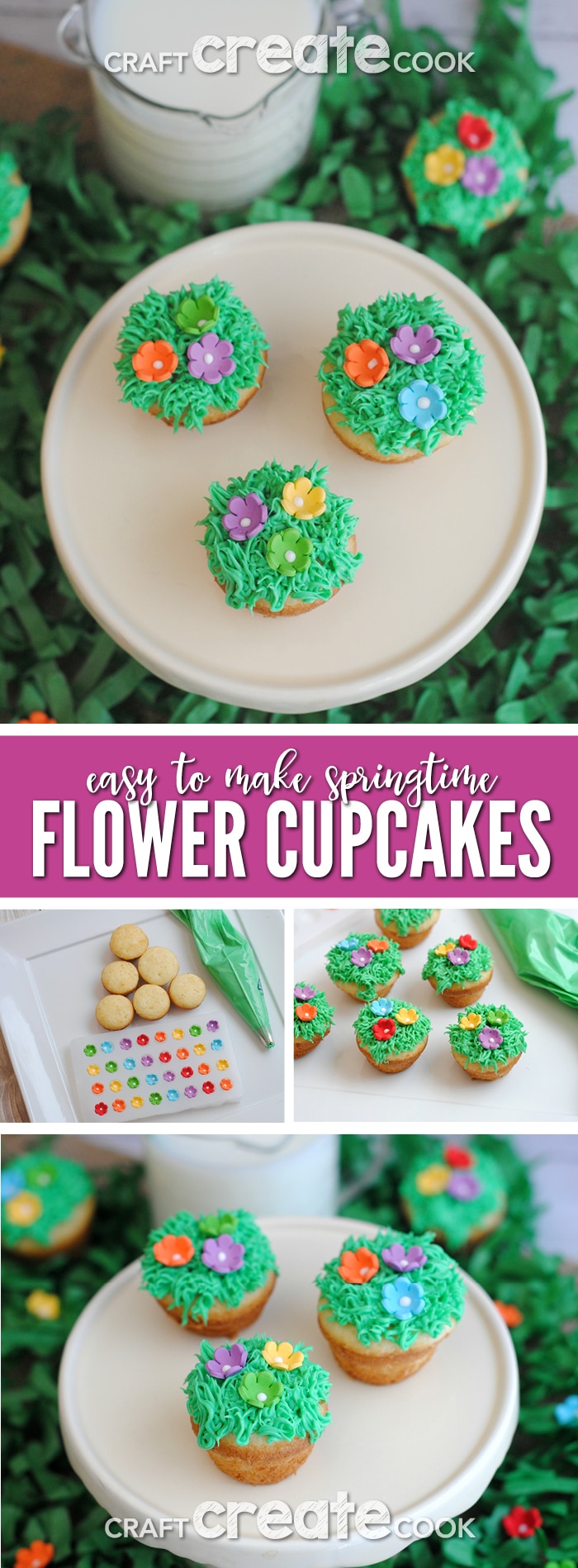 Springtime Flower Cupcakes - Craft Create Cook