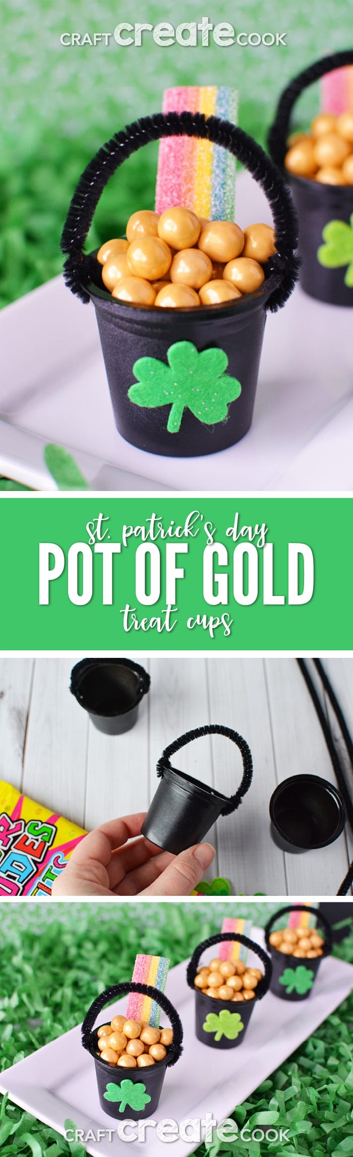 St. Patrick's Day Pot of Gold Treat Cups - Craft Create Cook
