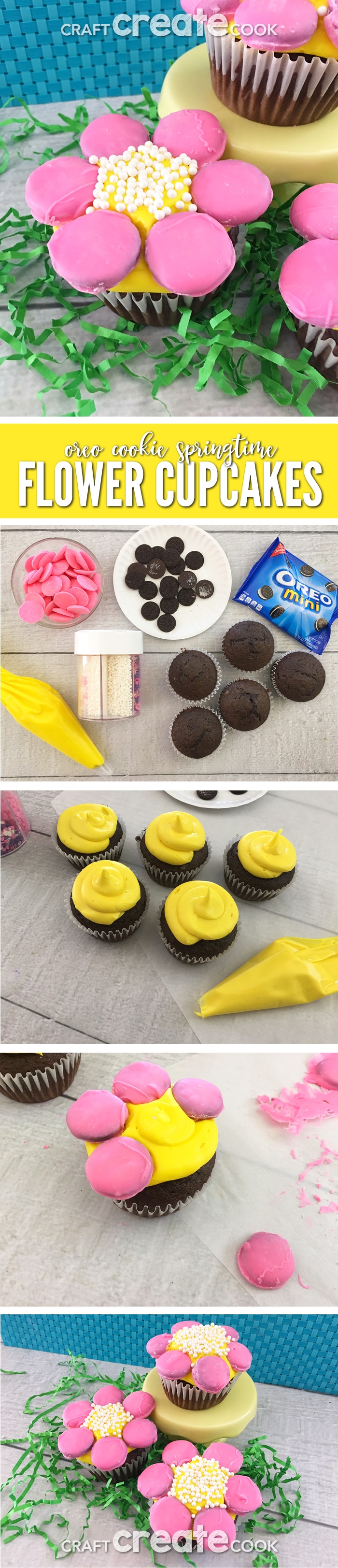 Oreo Cookie Springtime Cupcake Flowers - Craft Create Cook