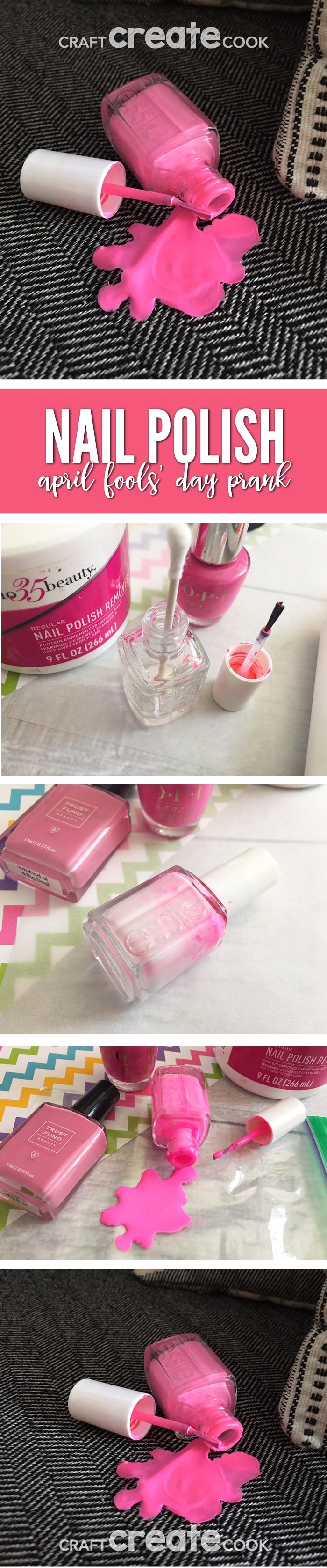 April Fools' Day Pranks Nail Polish Spill - Craft Create Cook
