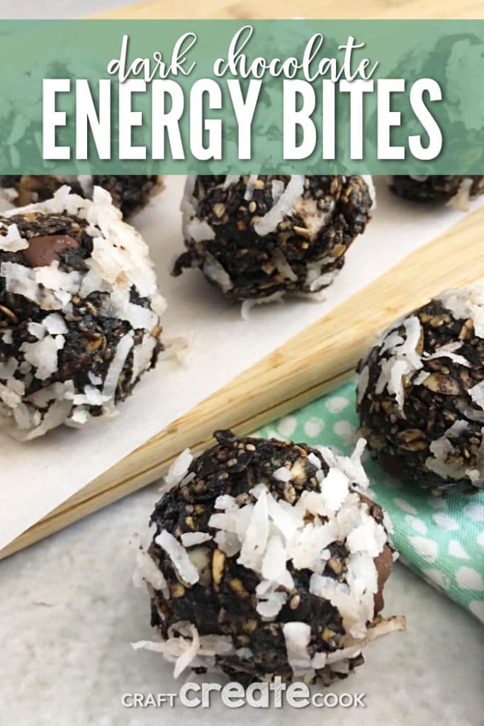 Dark Chocolate Coconut Almond Energy Bites - Craft Create Cook