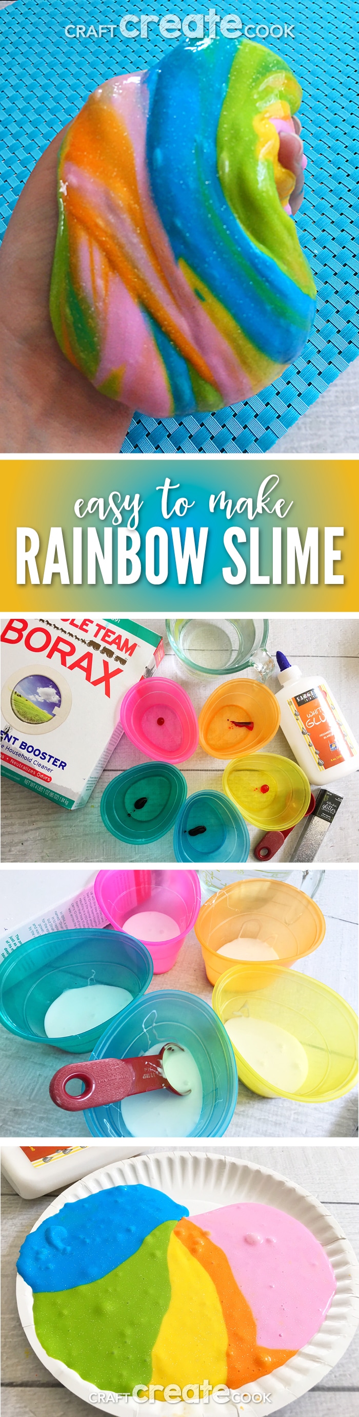 Glittered Rainbow Slime - Craft Create Cook