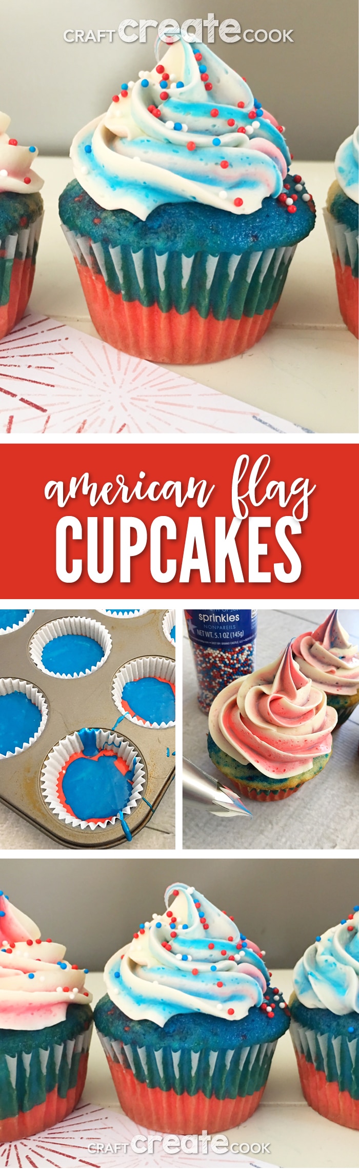 Easy American Flag Cupcakes - Craft Create Cook