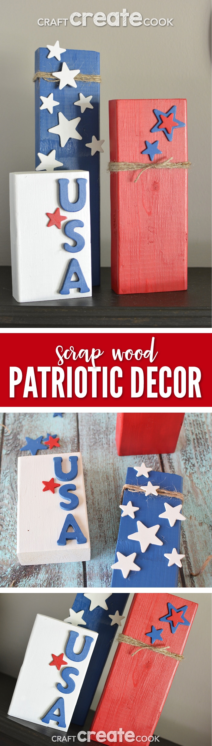 Patriotic Decorations to Make with Scrap Wood - Craft Create Cook