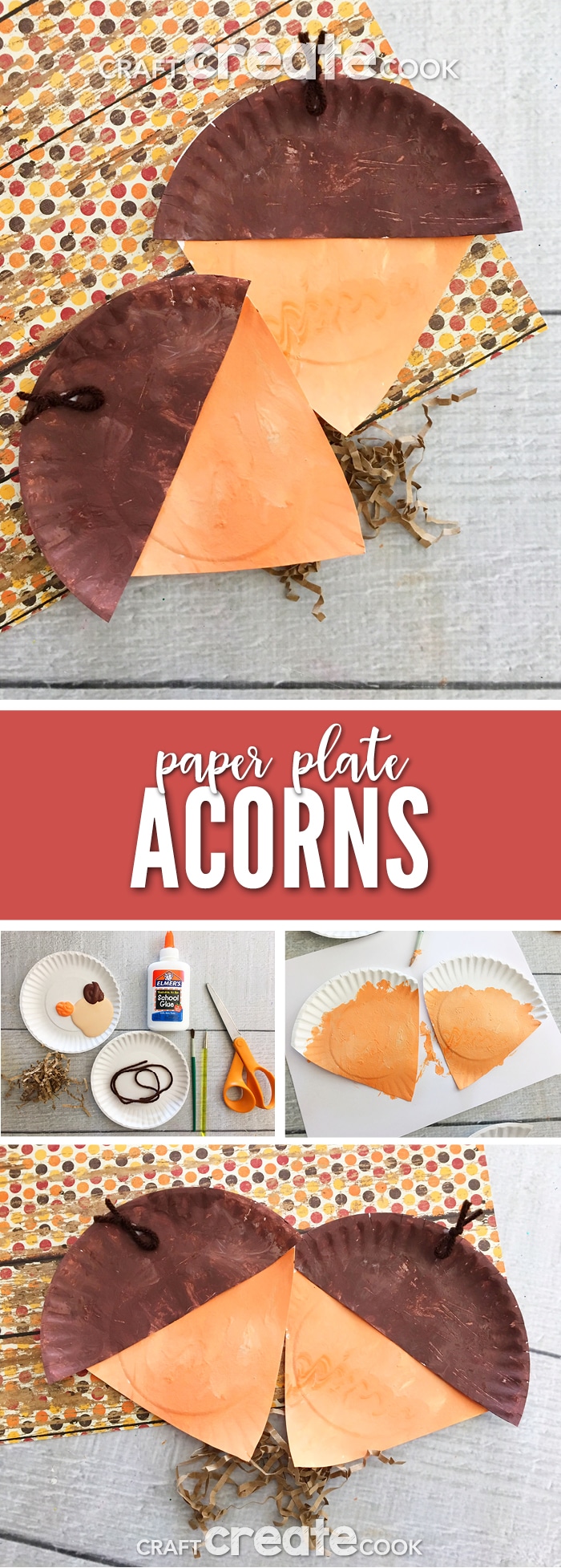 Paper Plate Acorn Craft for Kids - Craft Create Cook
