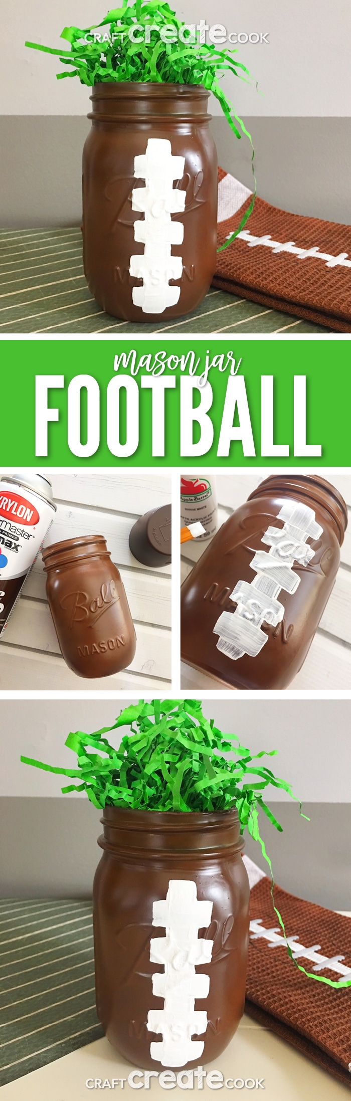 Football Mason Jars - Craft Create Cook