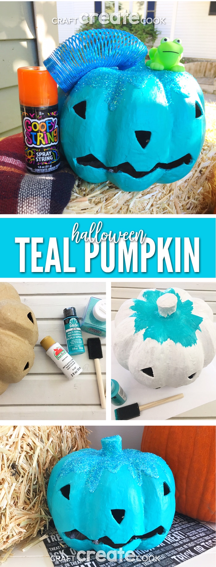 Teal Pumpkin Project Painted Pumpkin - Craft Create Cook