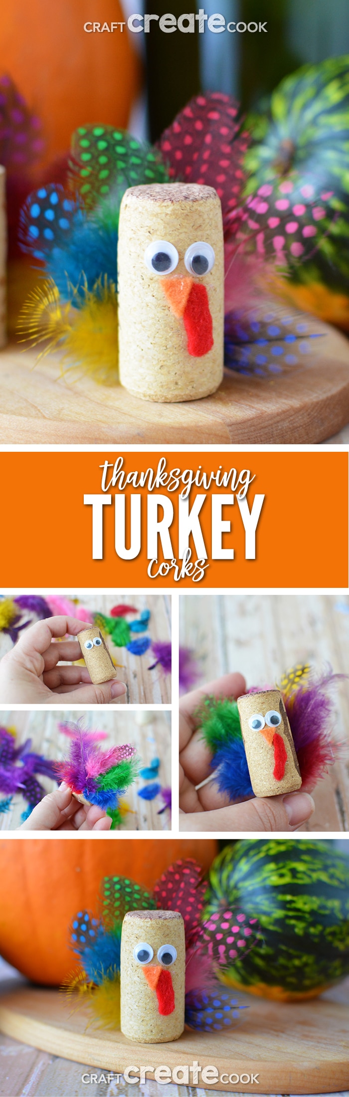Thanksgiving Turkey Cork Crafts - Craft Create Cook