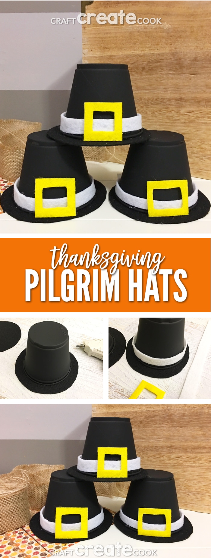 Thanksgiving Pilgrim Hat Kids Craft - Craft Create Cook