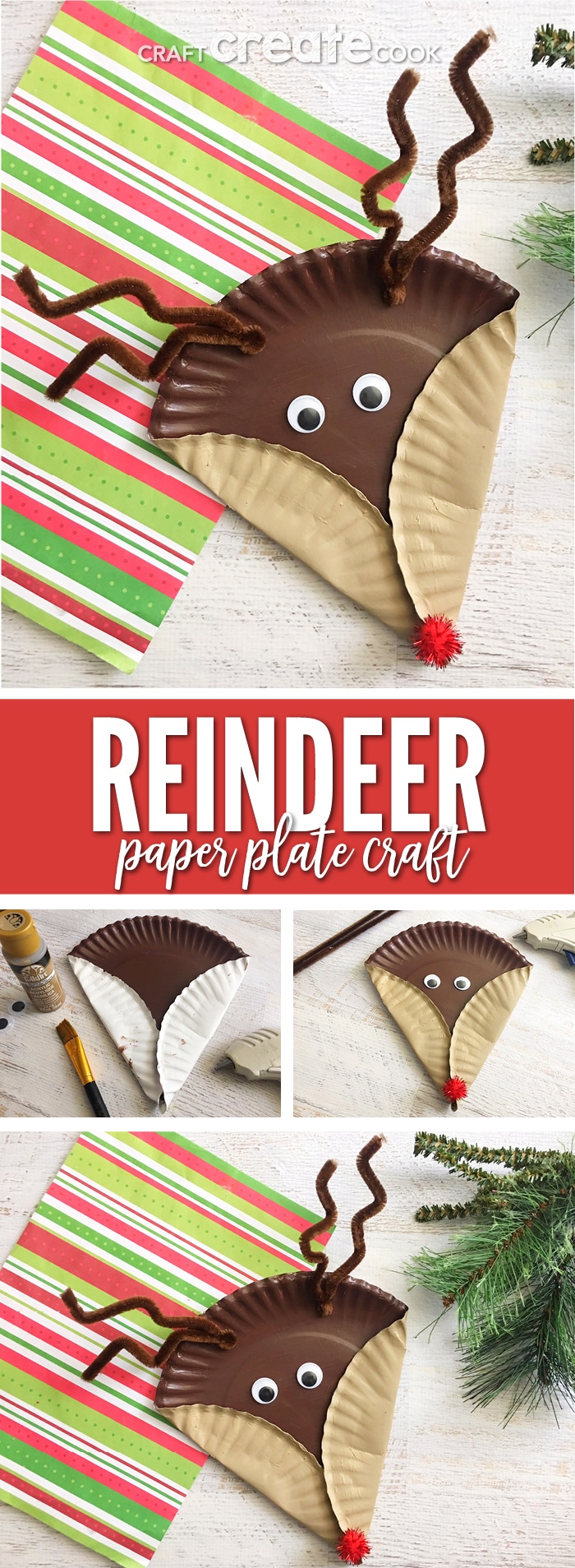 Rudolph Paper Plate Craft for Kids - Craft Create Cook