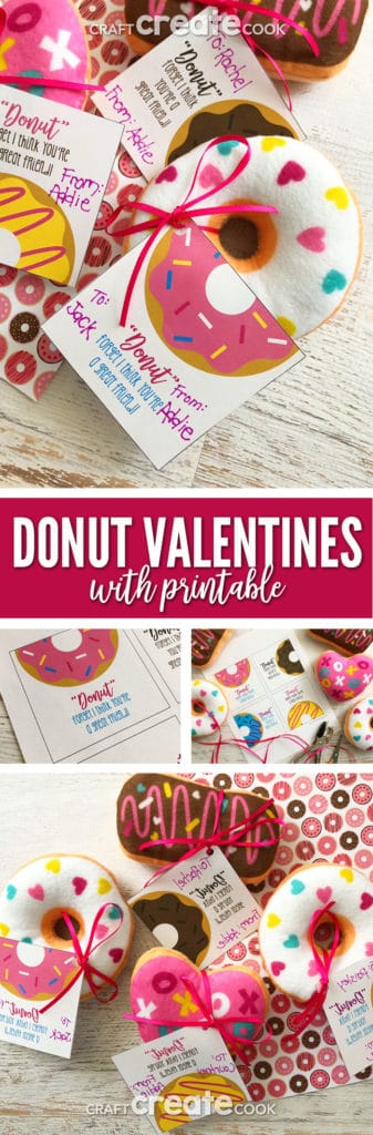 Donut Valentines with Free Printable Valentine Cards - Craft Create Cook