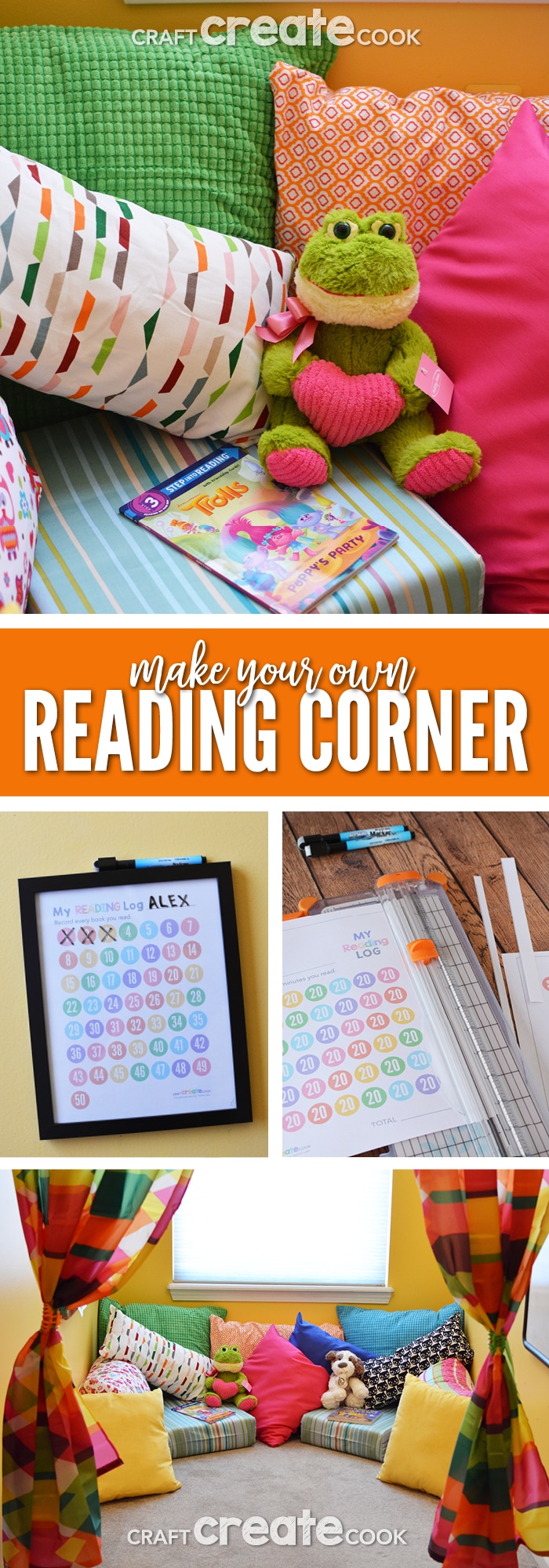 DIY Reading Corner with Reading Log Printable - Craft Create Cook