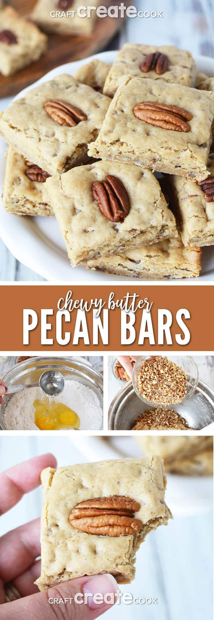 Easy to Make Chewy Butter Pecan Bars - Craft Create Cook