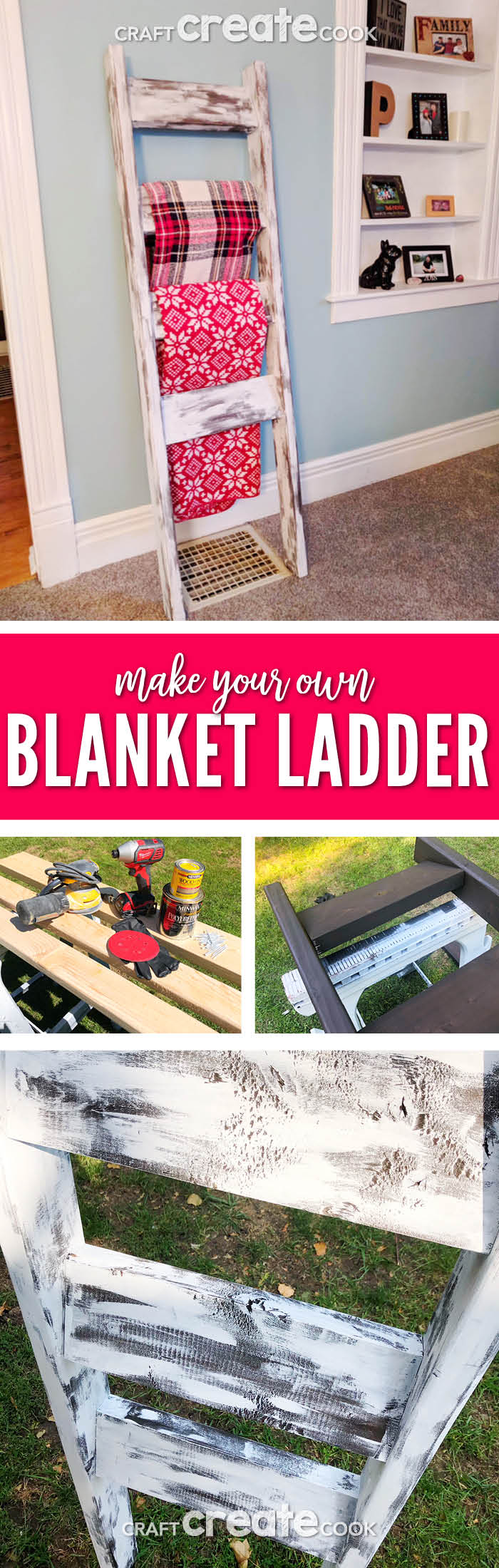 How to Make a DIY Blanket Ladder - Craft Create Cook