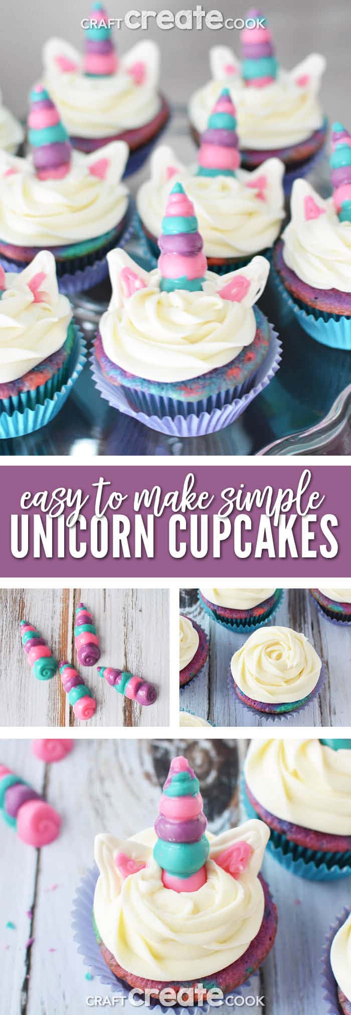 How to Make Simple Unicorn Cupcakes - Craft Create Cook