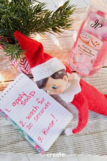 Elf on the Shelf Teaches Kids About Sanitizing Hands - Craft Create Cook